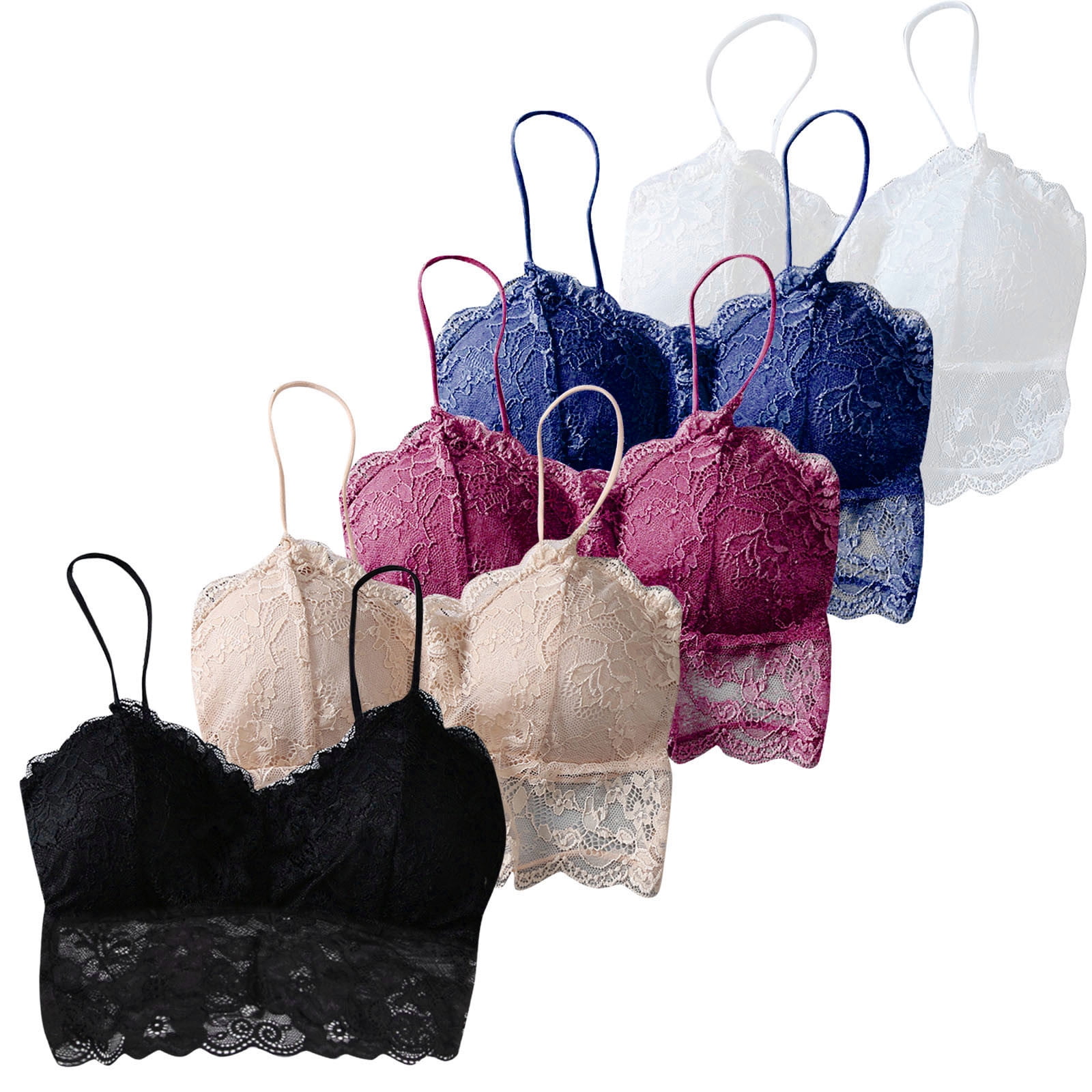 Women's Seamless Wire-Free Bra Set, Cool Fabric Lace, 5-Pack - Walmart.com