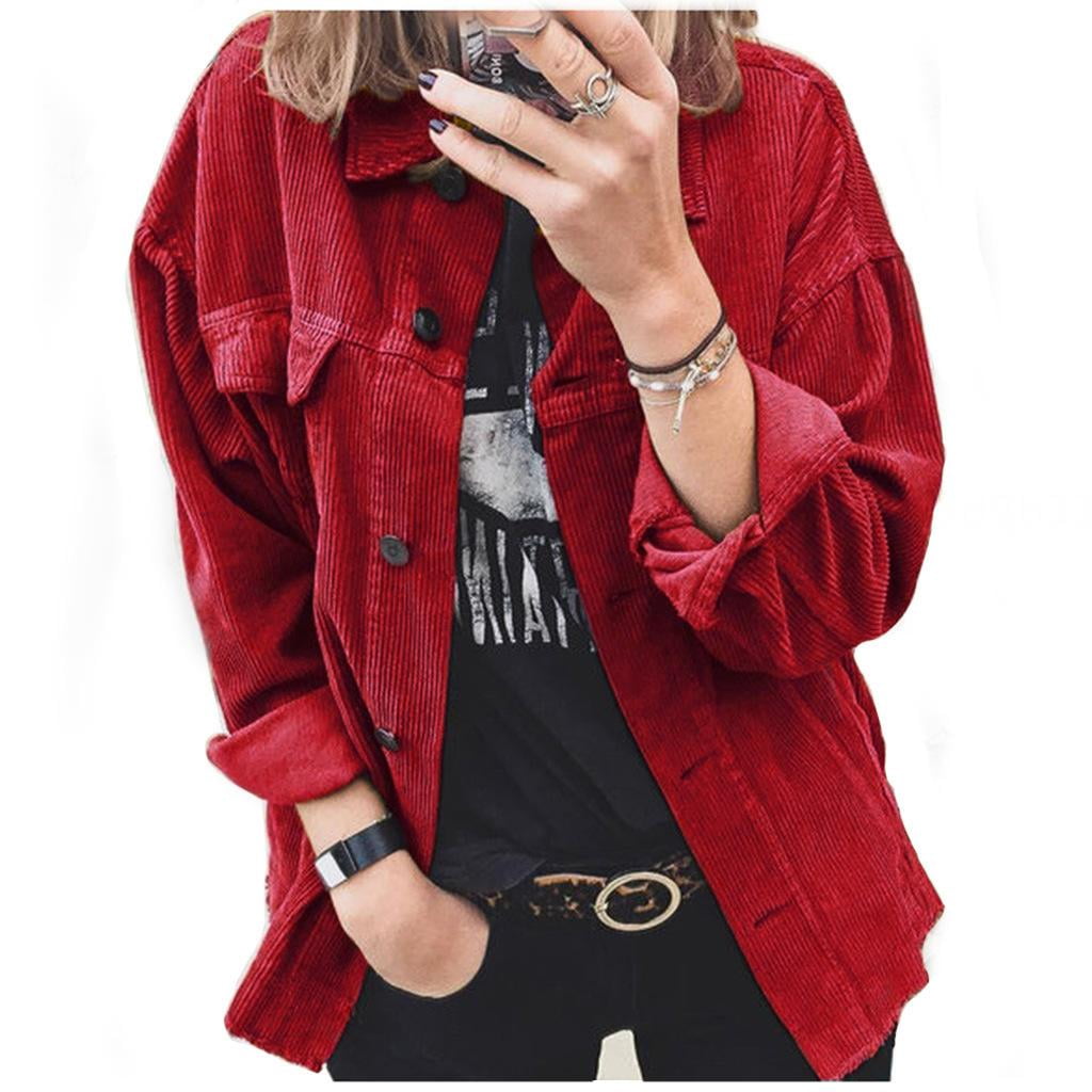 Women Corduroy Shirt Long Sleeve Button Down Shirt Oversized Jacket ...