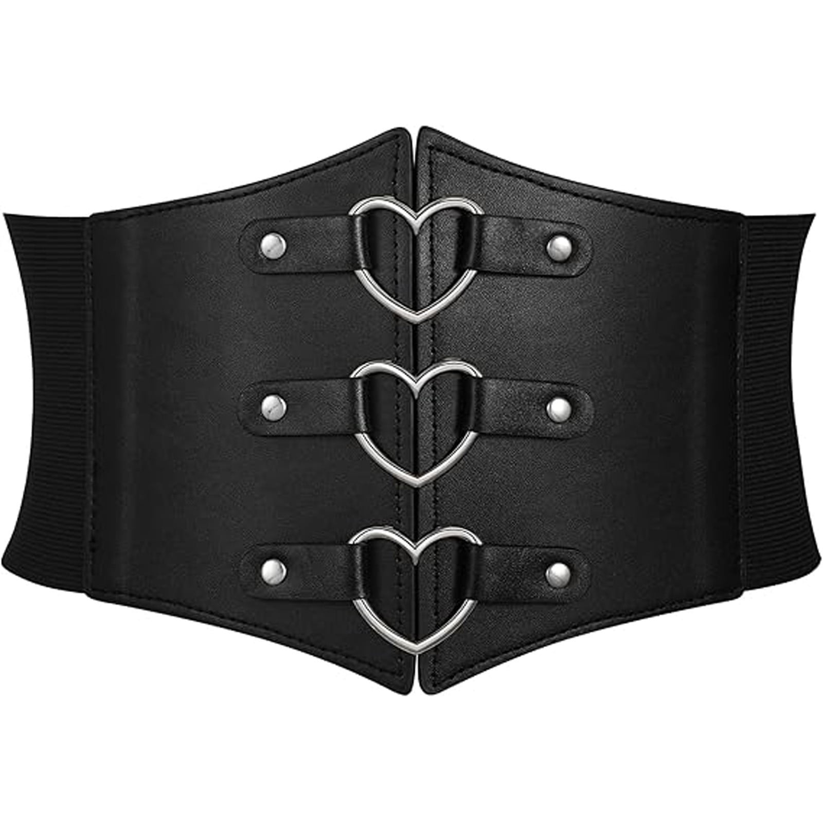 Women Corset Belt Metal O Ring Heart Ring Wide Elastic Waspie Waist ...