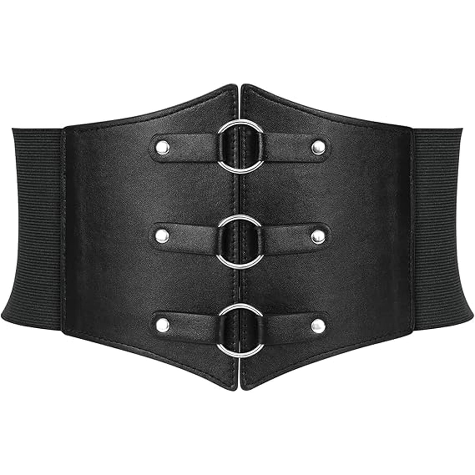 Women Corset Belt Metal O Ring Heart Ring Wide Elastic Waspie Waist ...