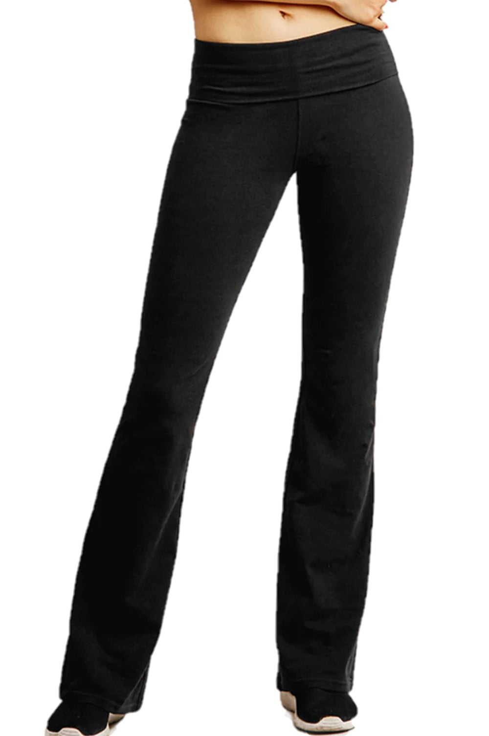 Women's Cotton Bootcut Workout Yoga Pants with Wide Waist-band, Flared ...