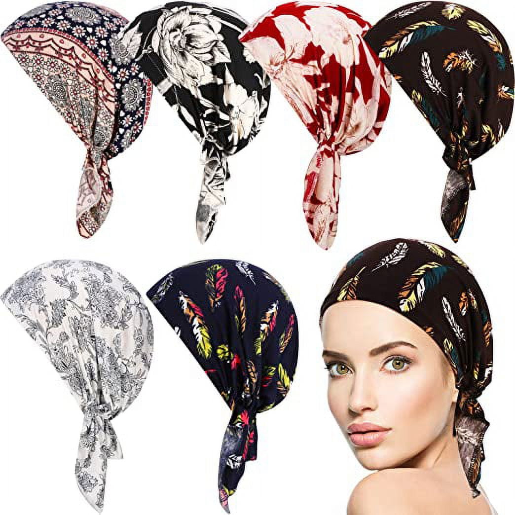 Women Cotton Hat Turban Beanie, Pretied Headwraps Headwear Scarves ...