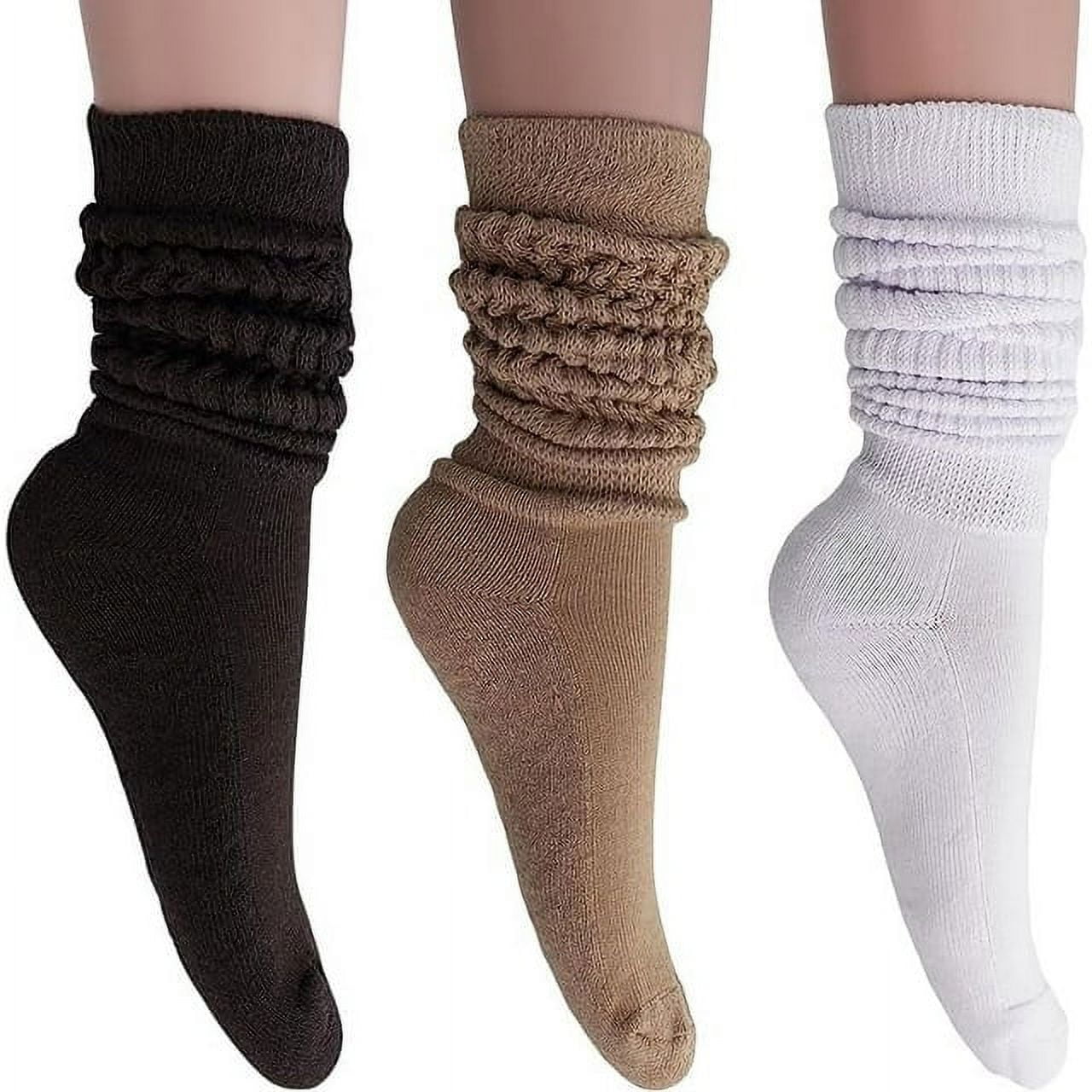 Women Cotton Slouch Socks 3 Pairs Shoe Size 5-10 (Brown-Beige-White) from M.O.S - Walmart.com