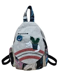 Women Cotton Woven Hippie Hemp Boho Canvas Embroidery Multi Pocket ...