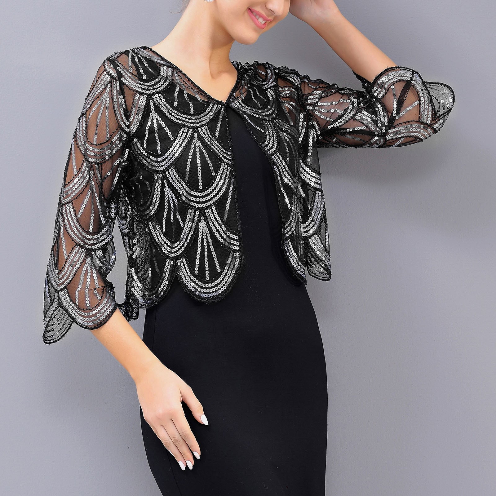Women Cover up Winter Flapper Headpiece Beaded Shawl Wrap New Sequin ...