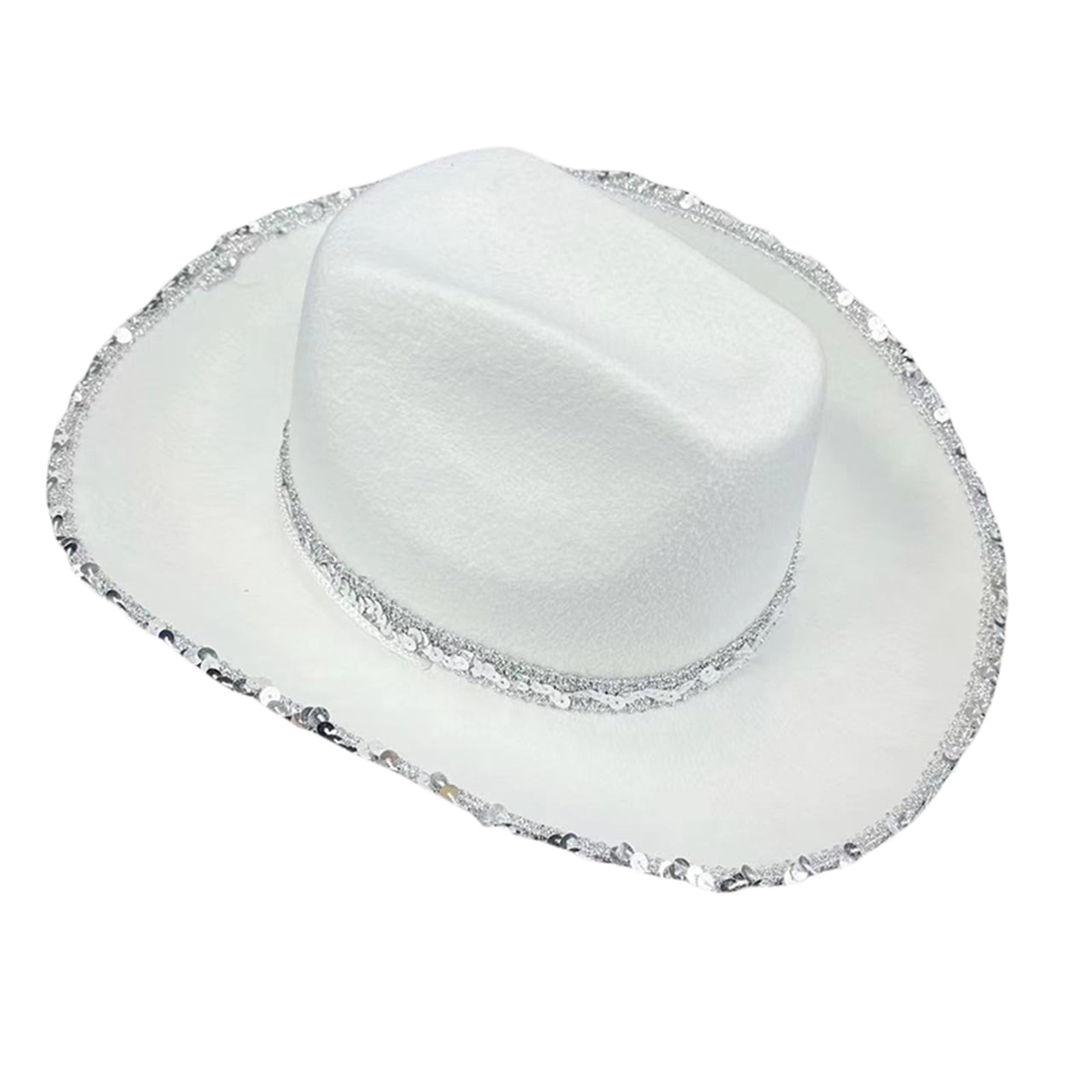 Women Cowboy Hat, Sequined Wide Brim Faux Felt Western Cowboy Hat ...