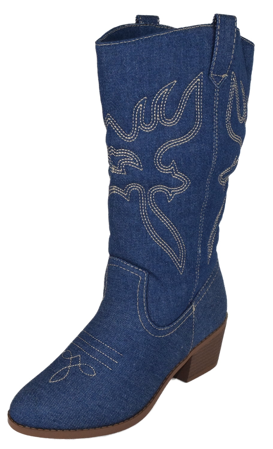 Women Cowgirl Cowboy Stitched Mid Calf Forever Boots Pointy Toe Western ...