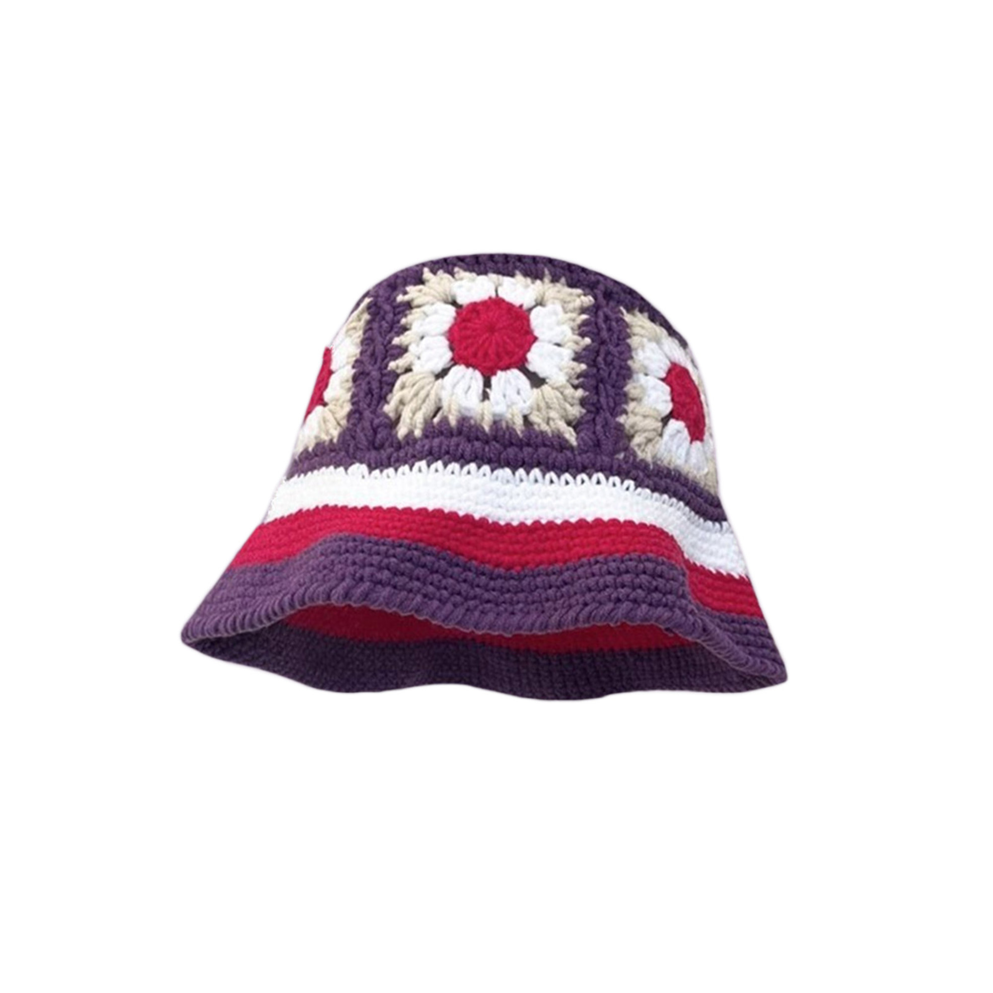 Women Crochet Bucket Hats Vintage Floral Fisherman Hats Knit Beanie ...