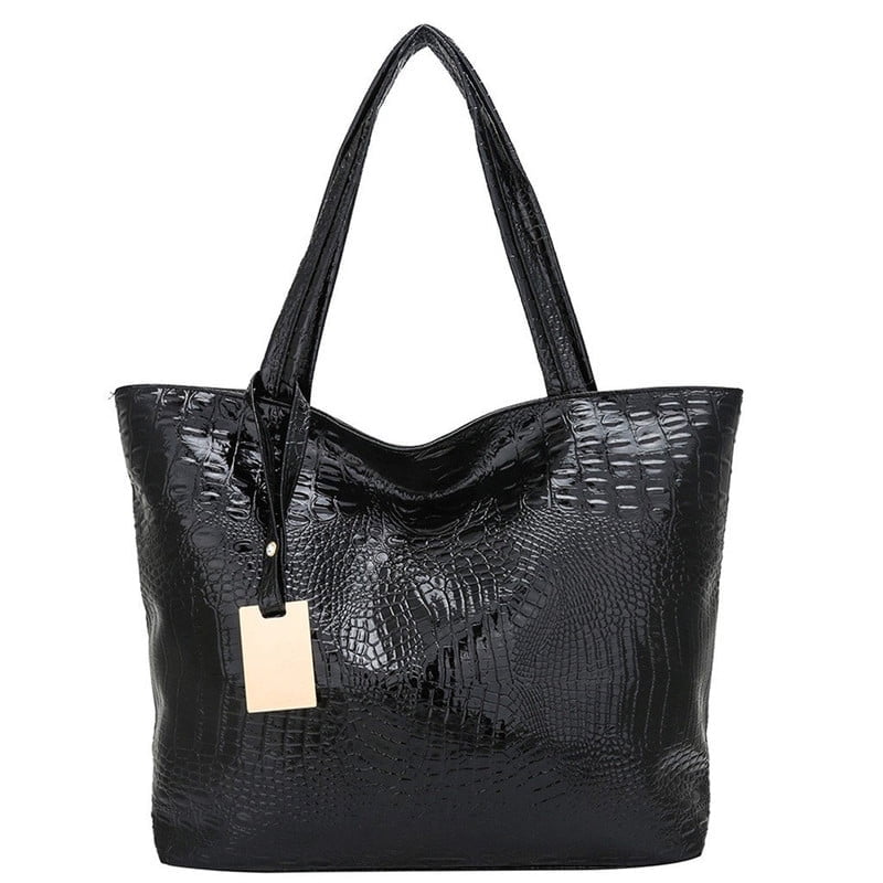 Women Crocodile Embossed PU Leather Tote Bag, Large Capacity Shoulder ...