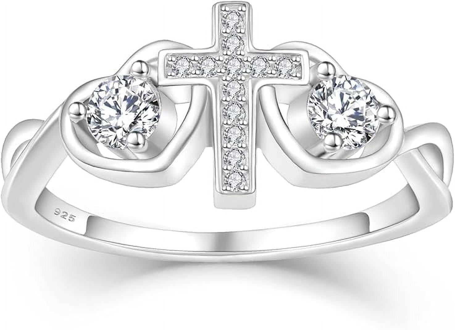 Women Cross Ring 925 Sterling Silver Inspiration Christian Blessed Ring ...