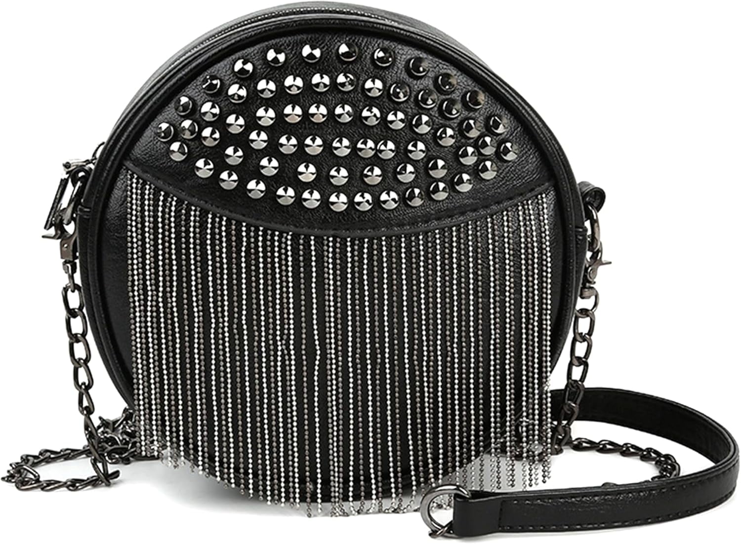 Women Crossbody Handbag Purse Small Rivets Studded Tassel Shoulder Bag ...