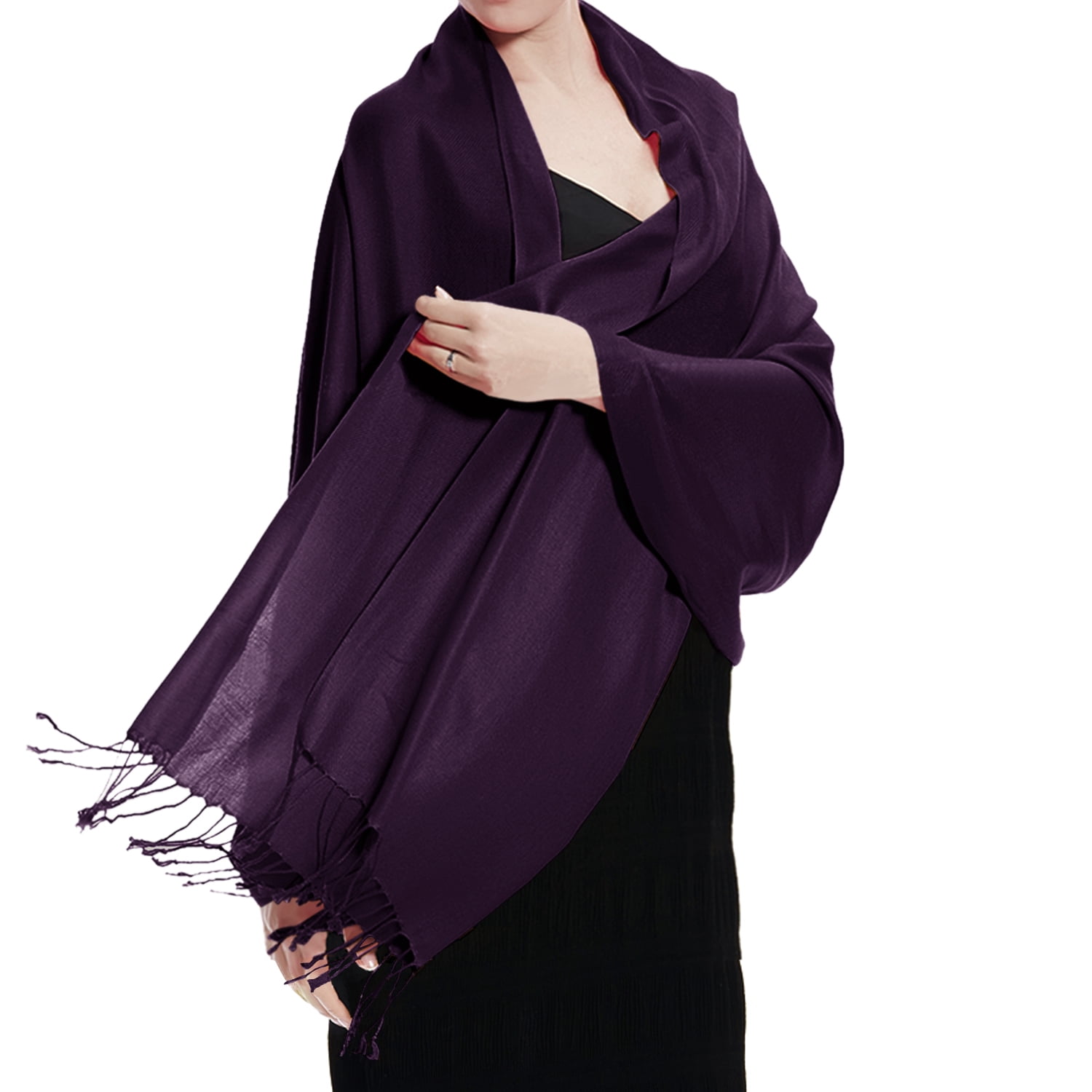 TZ Promise Women's Soft Solid Pashmina Scarf, Dark Purple - Walmart.com