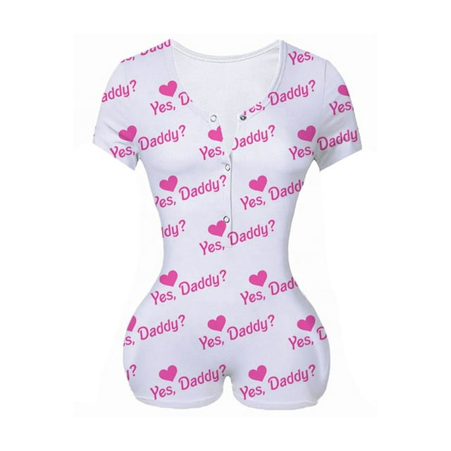 Women Deep V Neck Shorts Jumpsuit Button One Piece Bodysuit Pajama ...