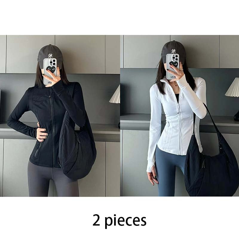 Women Define Long Sleeve Sports Jacket with Pockets High Elastic ...