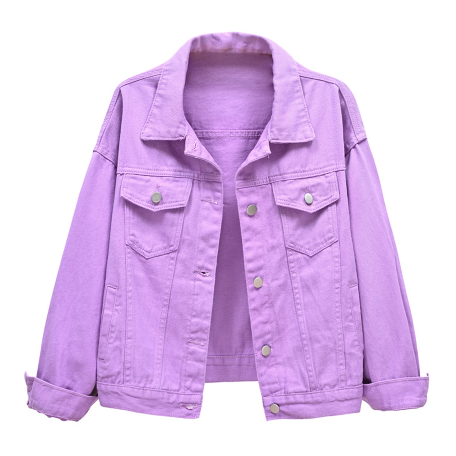 Women Denim Jacket Oversized Casual Button Up Boxy Jean Jackets Drop ...