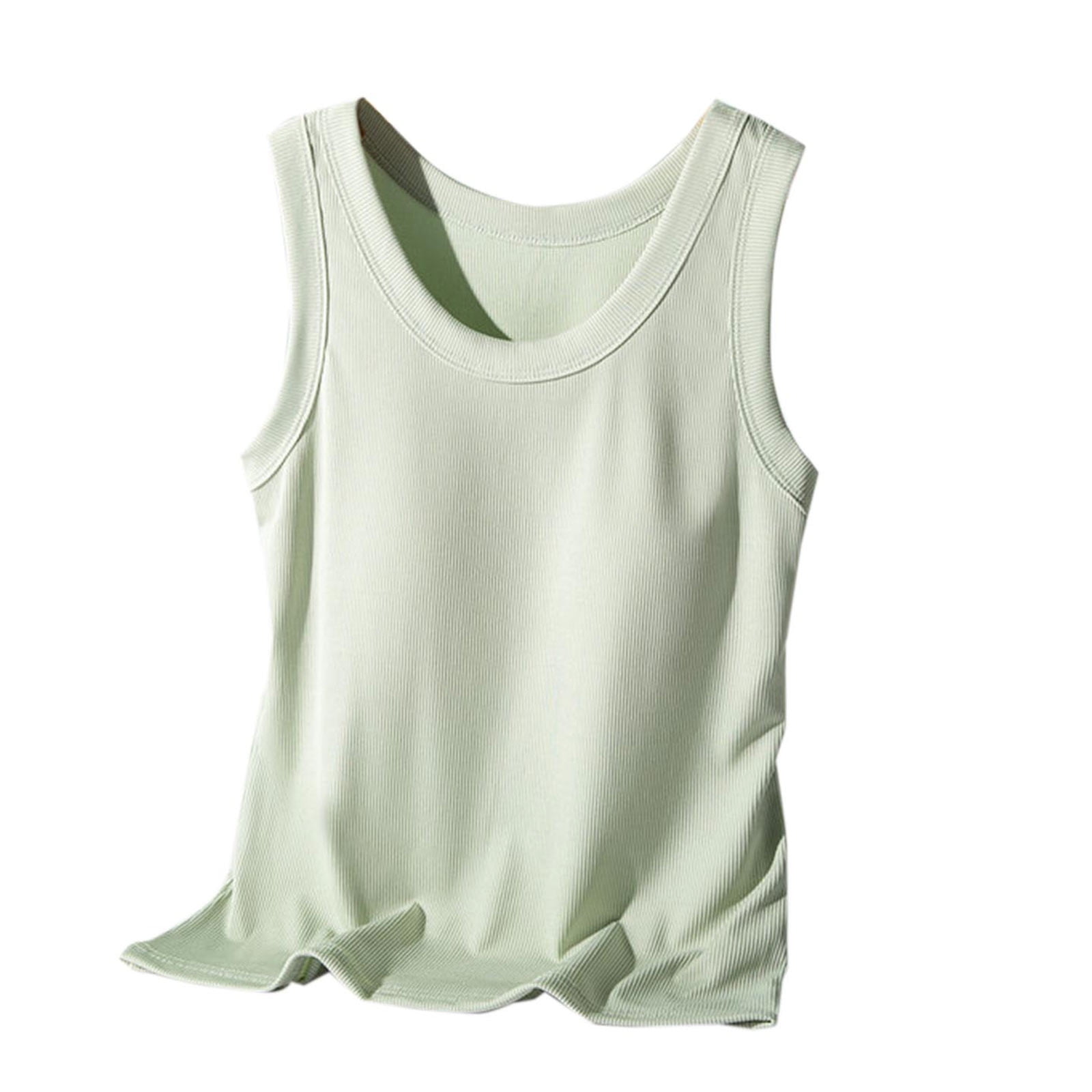 Women Double Lined Square Neck Tank Top Ribbed Knit Slim Fitted ...