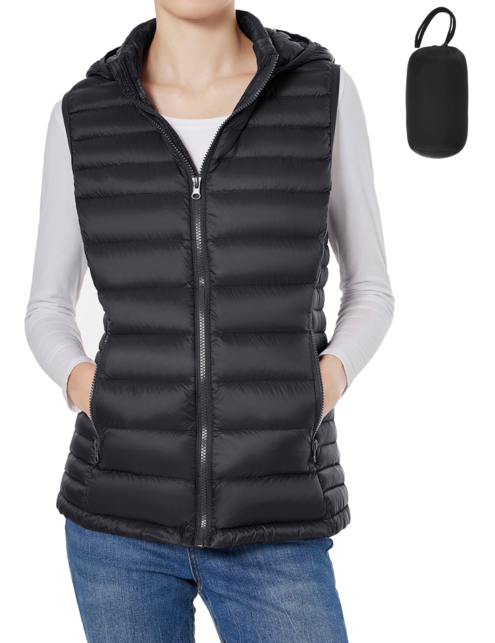 Women Down Vest Lightweight Packable Down Puffer Vest Warm Winter Puffy ...
