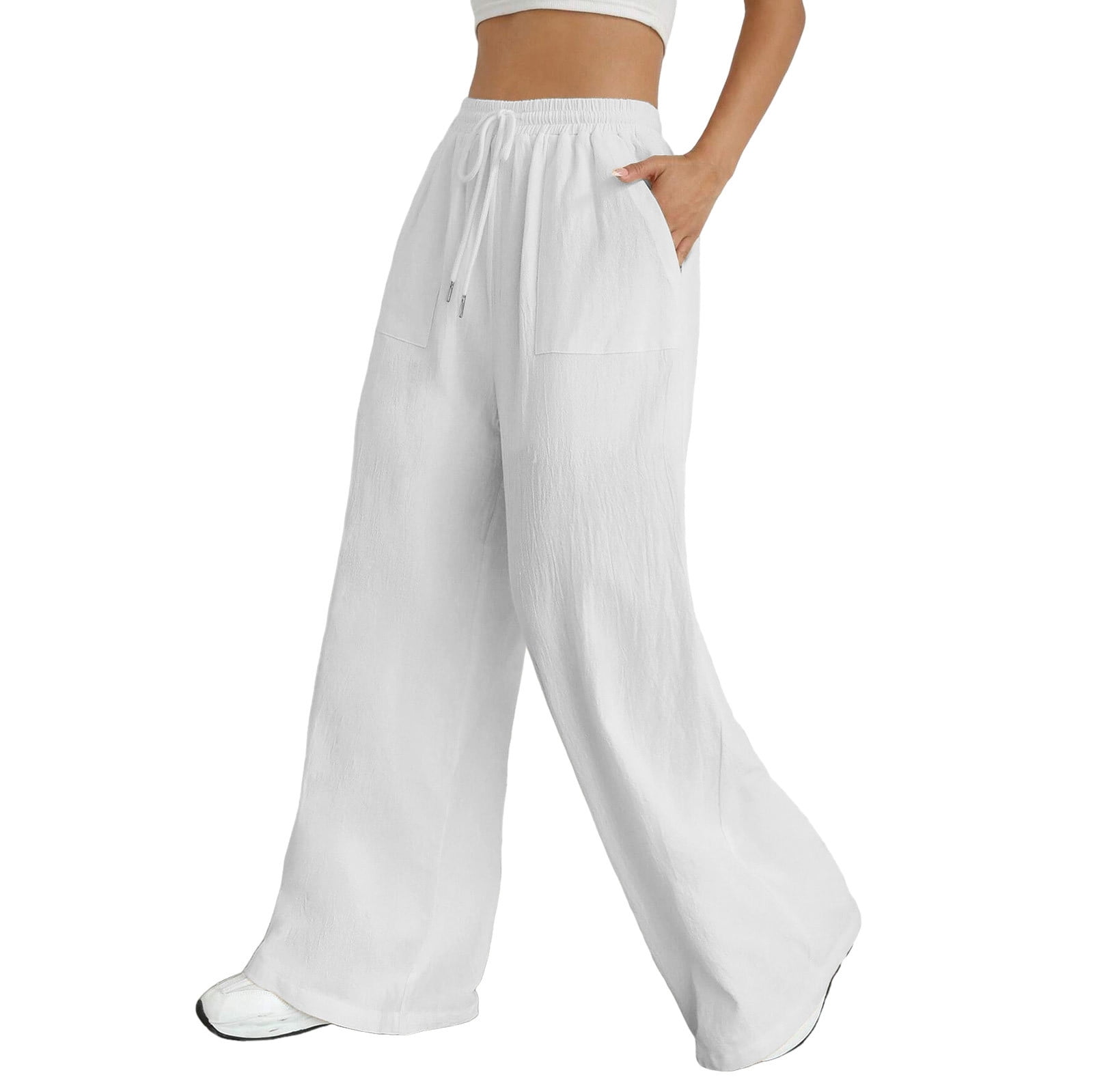 Women Drawstring Waist Wide Leg Pants High Waisted Wide Leg Pants ...