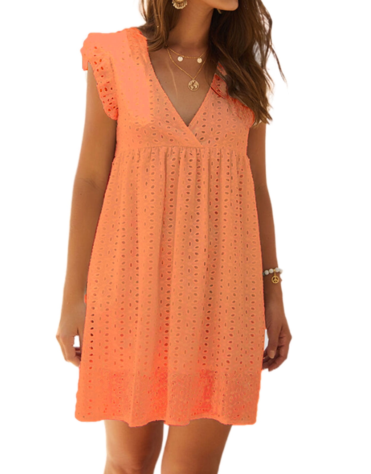 Women Dress 2XL Mini Sundress Colorful A-line Jumpsuit Lace Hollow ...