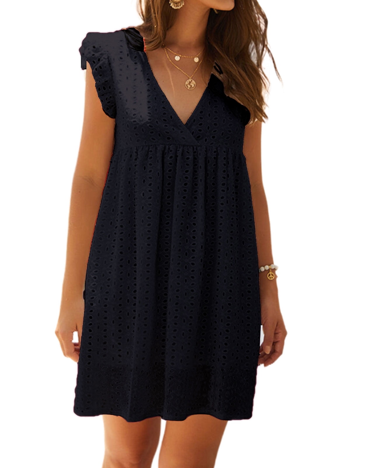 Women Dress 2XL Mini Sundress Colorful A-line Jumpsuit Lace Hollow ...