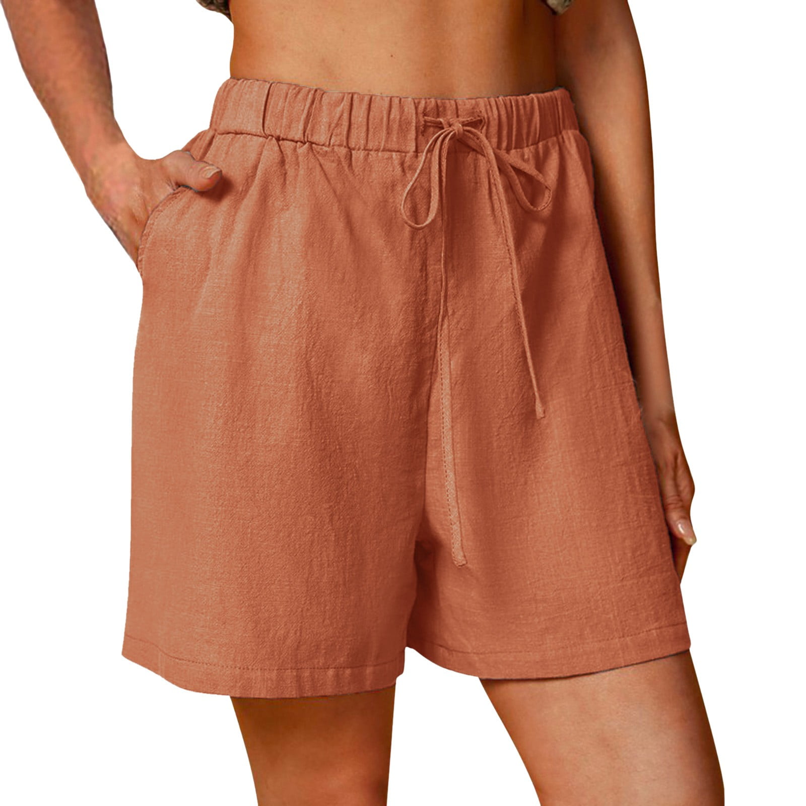 Women Elastic Summer Casual Shorts Shorts And High Solid Waist Women's ...