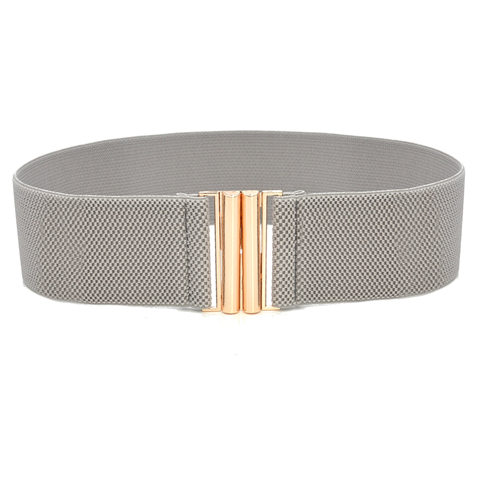 Women Elastic Waist Belt Metal Buckle Waistband Solid Color Wide Corset ...