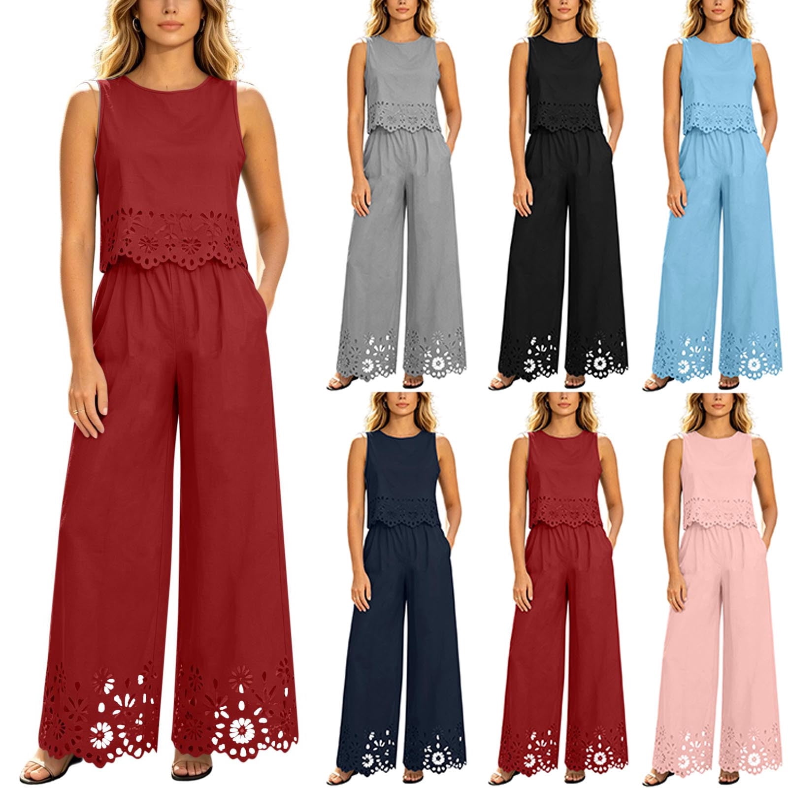 Women Elastic Waist Soft Stretchy Long Pants, Mid Waisted Solid Casual ...