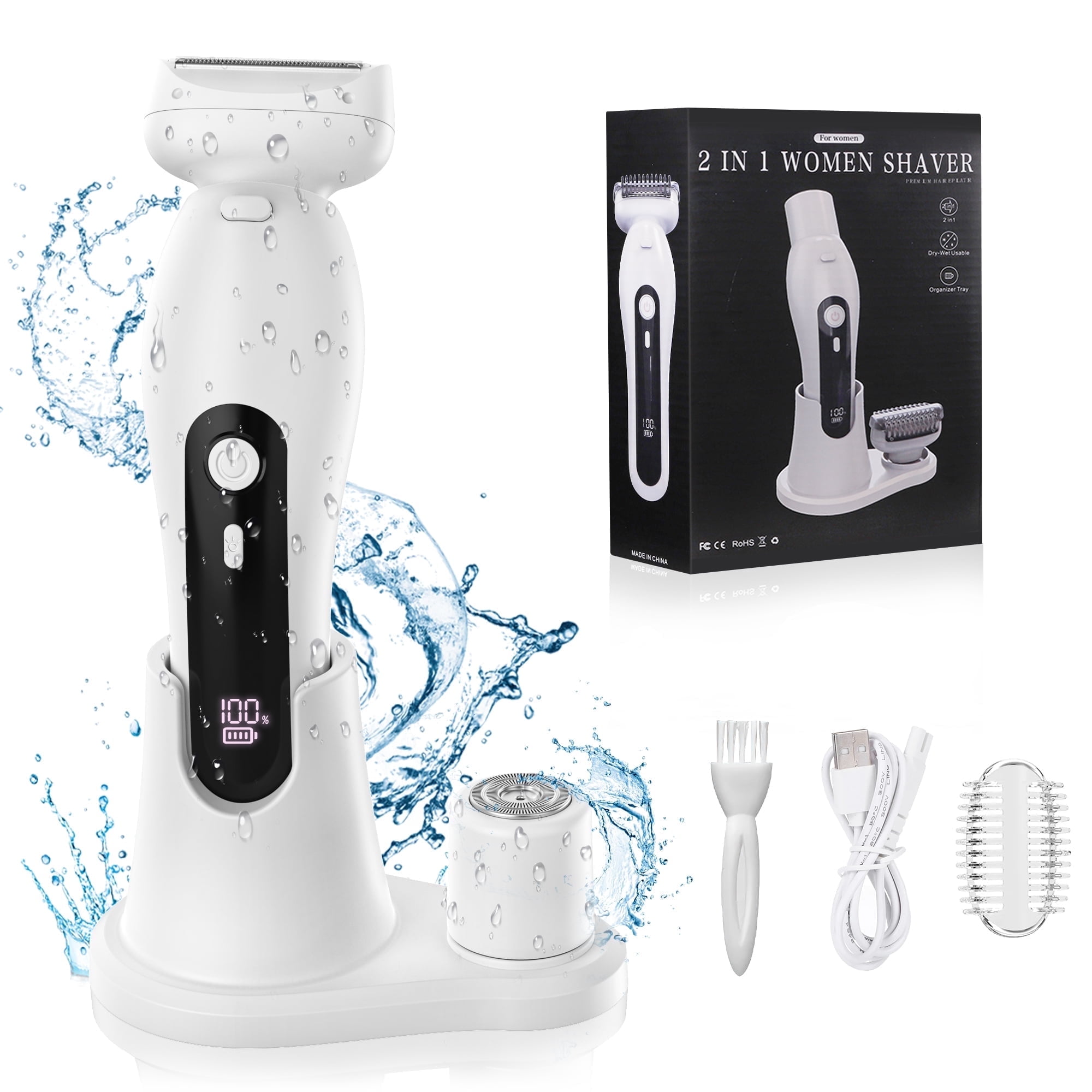 Women Electric Razor, 2 in 1 Electric Shaver for Women, LED Light ...