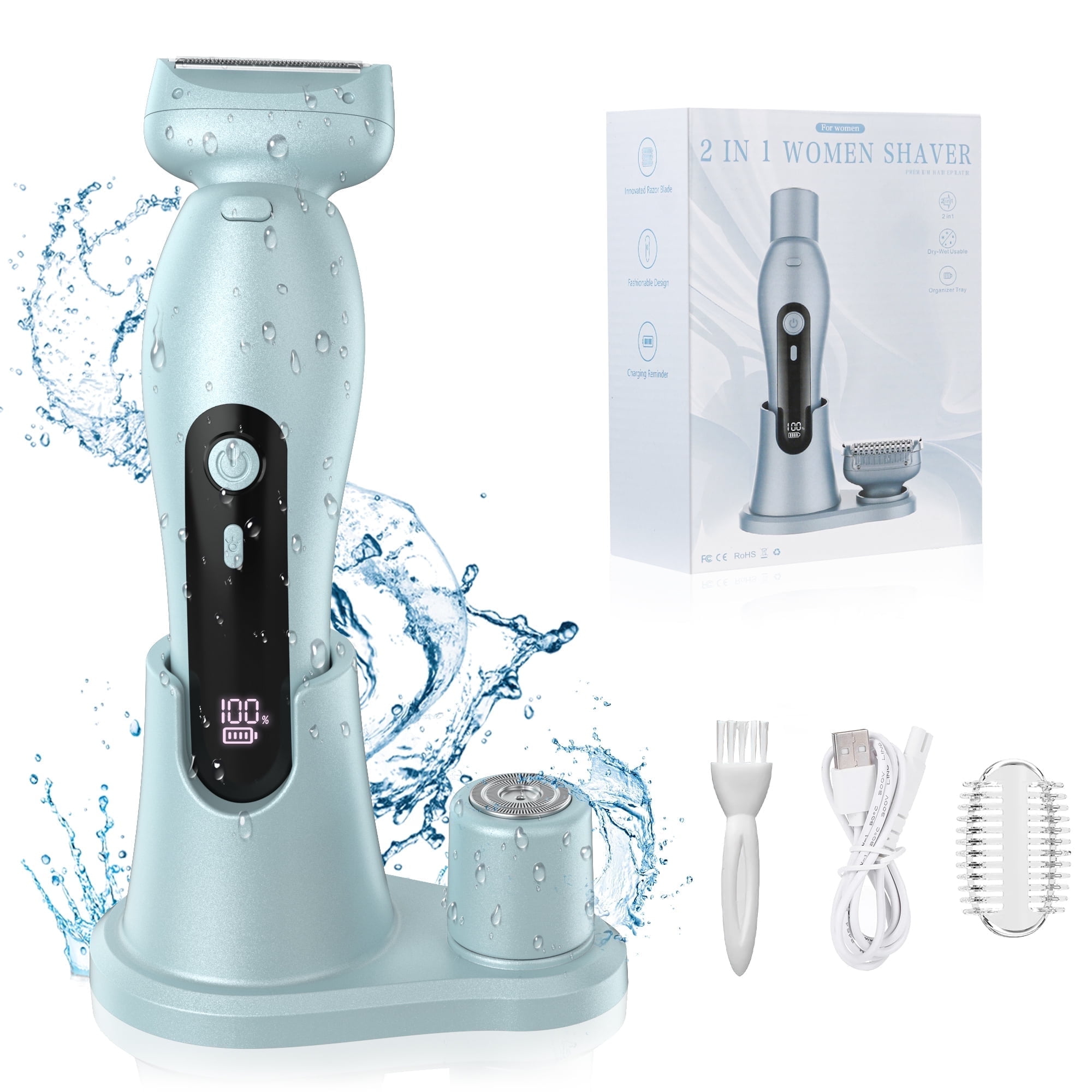 Women Electric Razor, 2 in 1 Electric Shaver for Women, LED Light ...