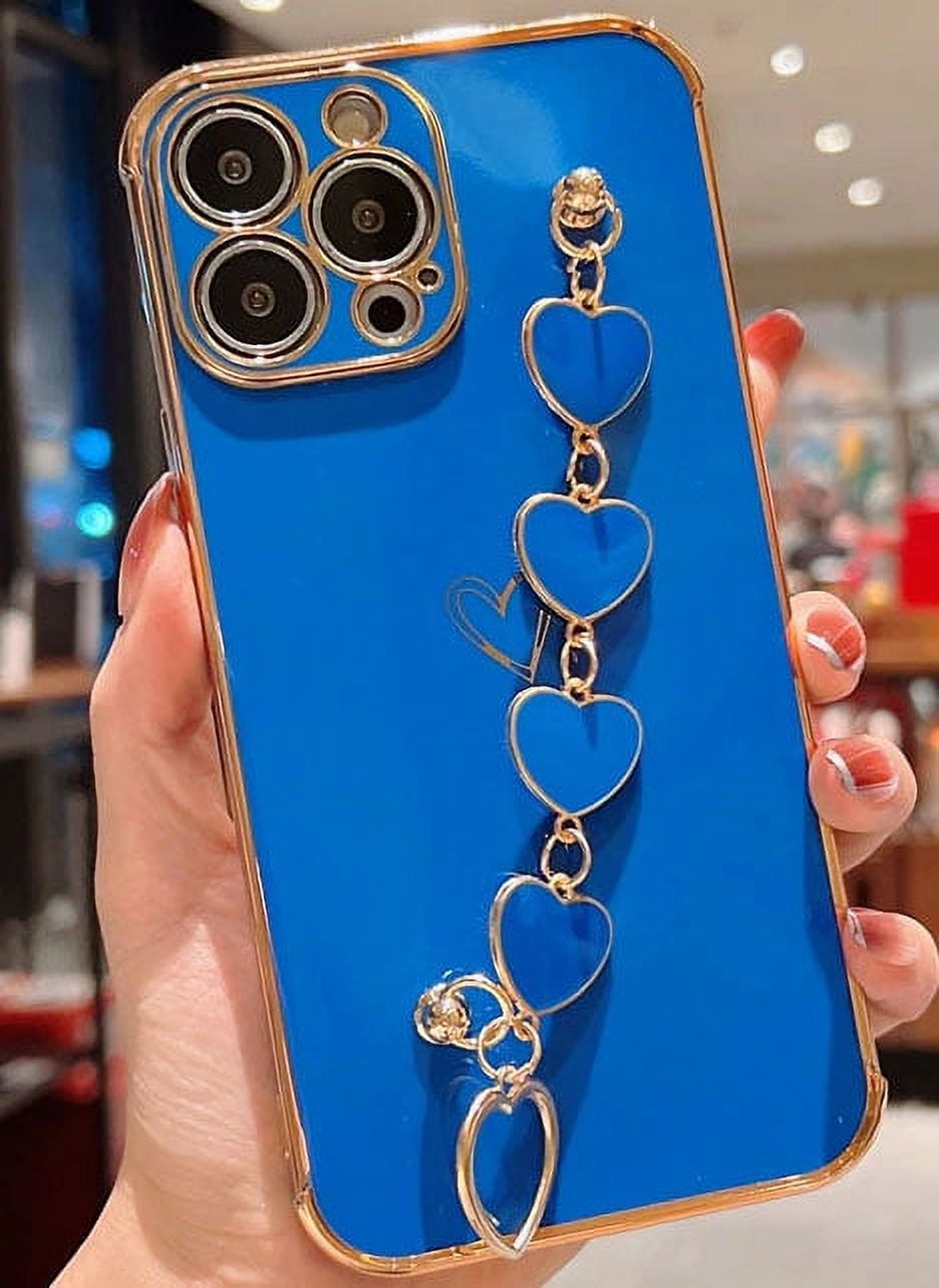 Women Elegant Love Heart Wrist Chain iPhone 14 Pro Max Case-Girls Soft ...