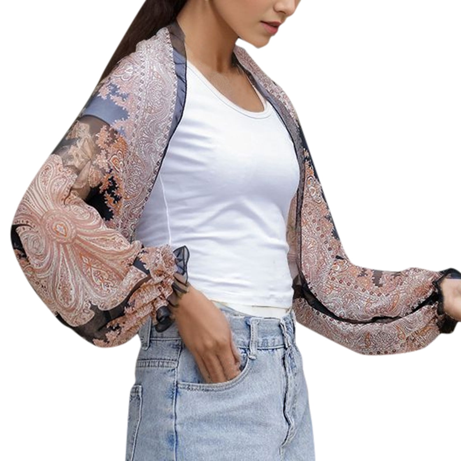 Women Elegant Sun Sleeve Arm Gloves Thin Long Sleeve Ice Silk Chiffon ...