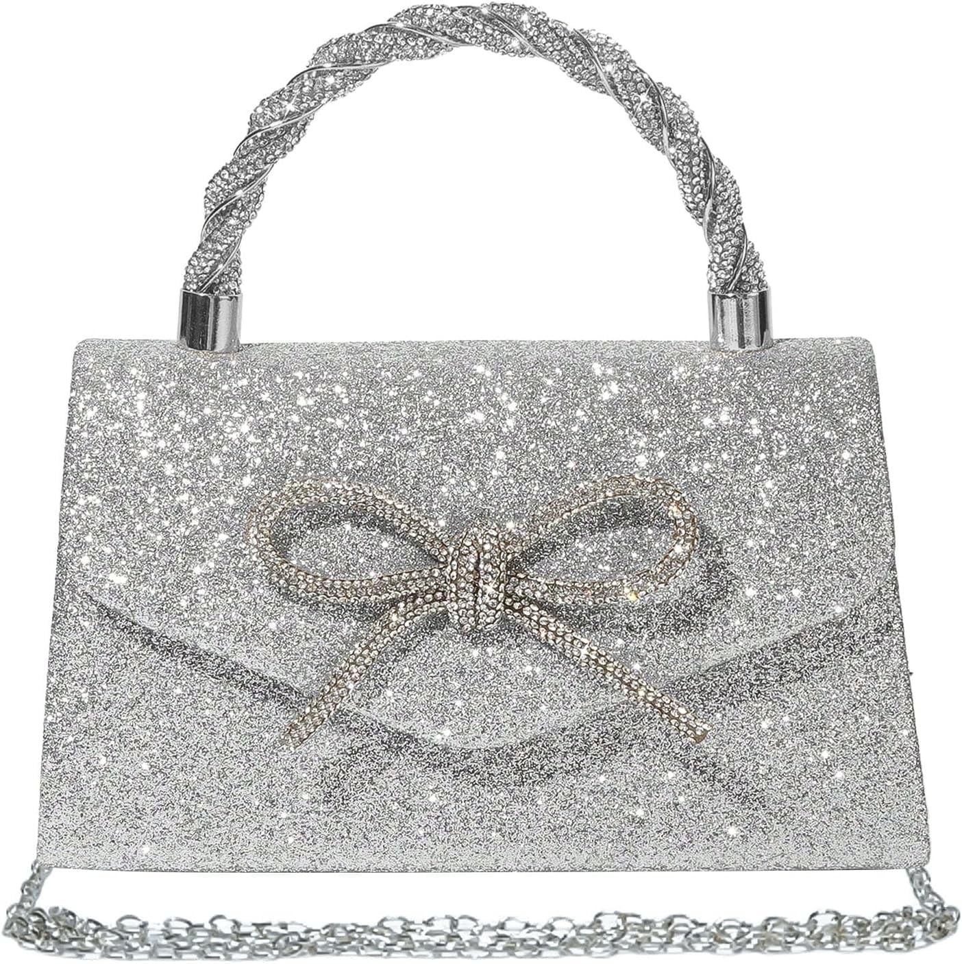 Women Evening Bag Sparkly Bow Clutch Purses Wedding Glitter Rhinestone ...
