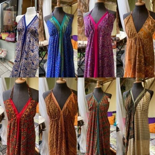 Women Evening Summer Dress Indian Sari Silk Long Maxi Bohemian Magic ...
