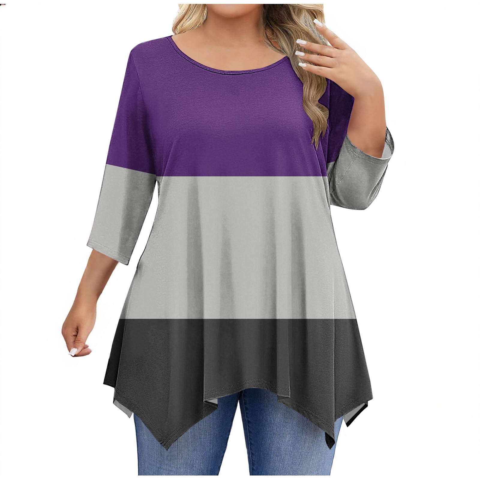 Women Fall Clothes Trendy Crop Tops Under 10 3/4 Sleeve Shirts Plus ...