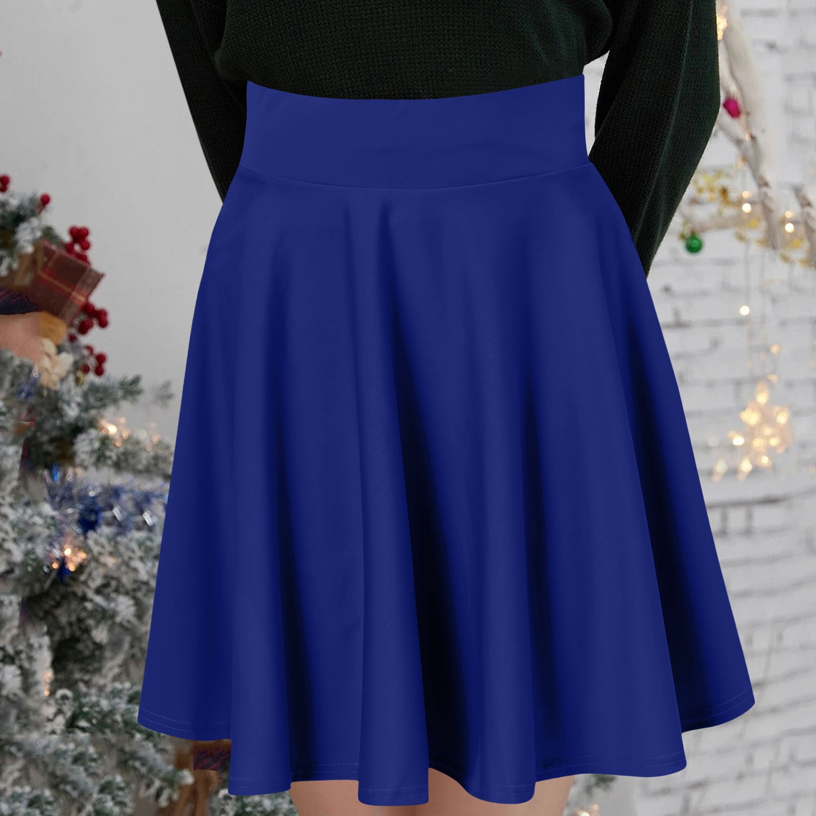 Women Fashion Casual Short Style Solid Half Skirt Glare Sun Skirt ...