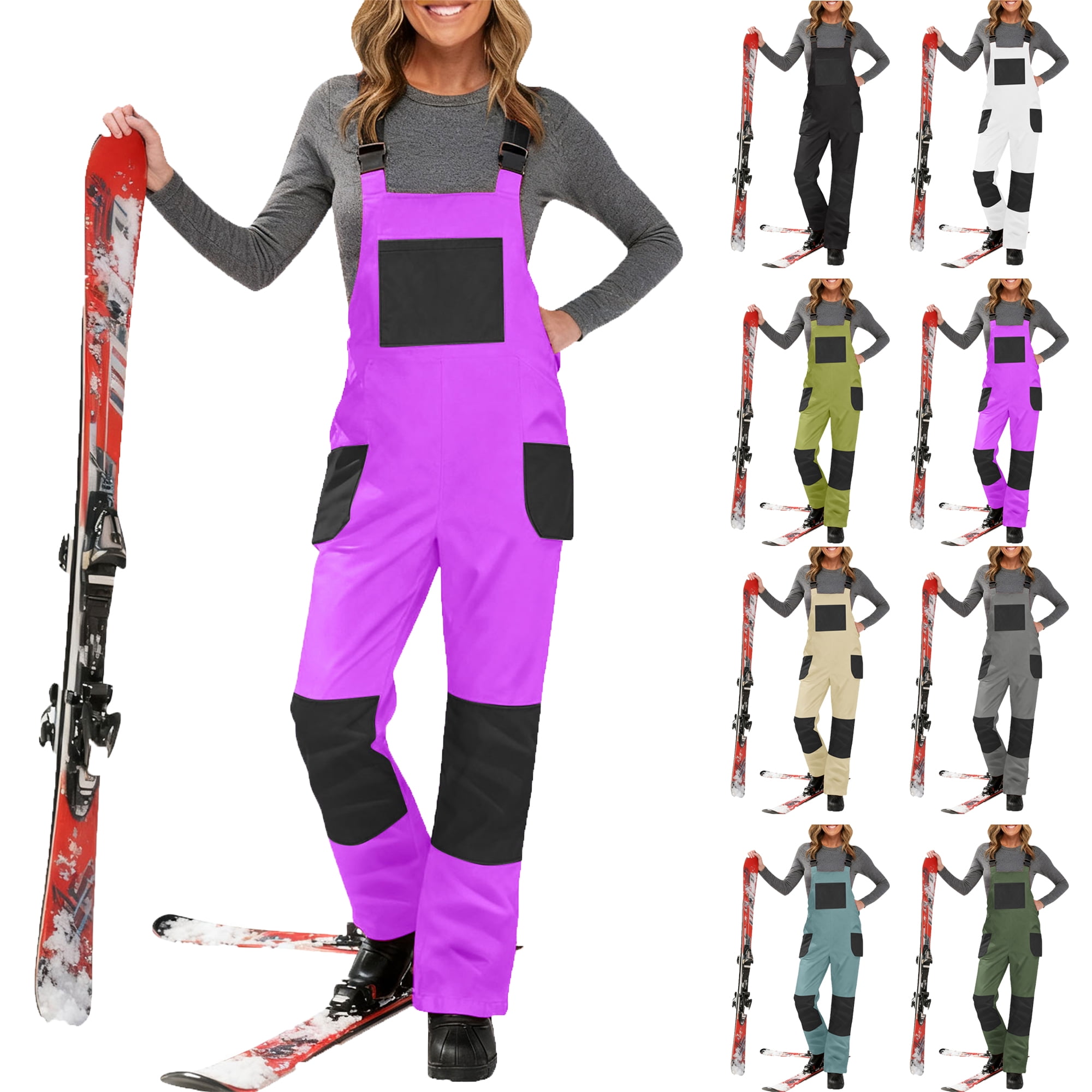 Women Fashion Casual Thick Bib Snow Pants Snowboard Skisuit Outdoor ...