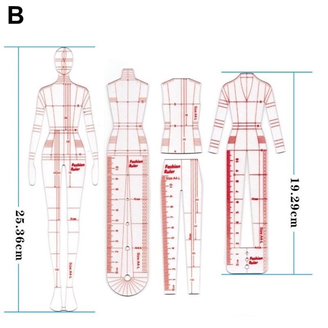 Women Fashion Drawing Ruler Figure Template for Illustration Sketch ...