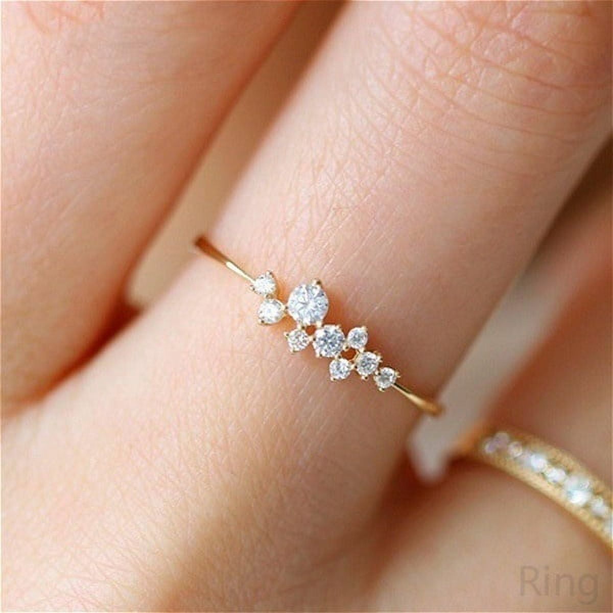 18k Gold Plated Flower Crystal Wedding Rings Girlfriend Lover's Jewelry ...