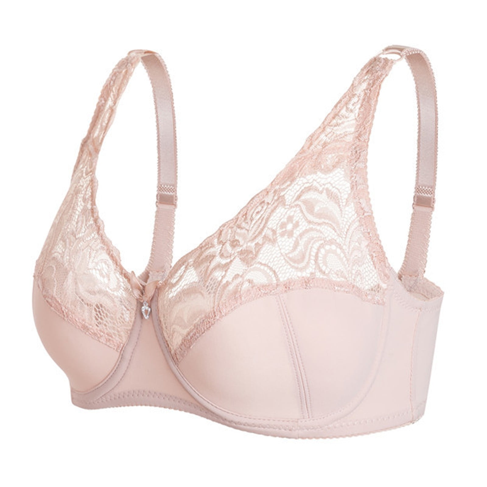 Women Fashion Pure Color Lace Gathering Bra With Steel Ring Thin ...