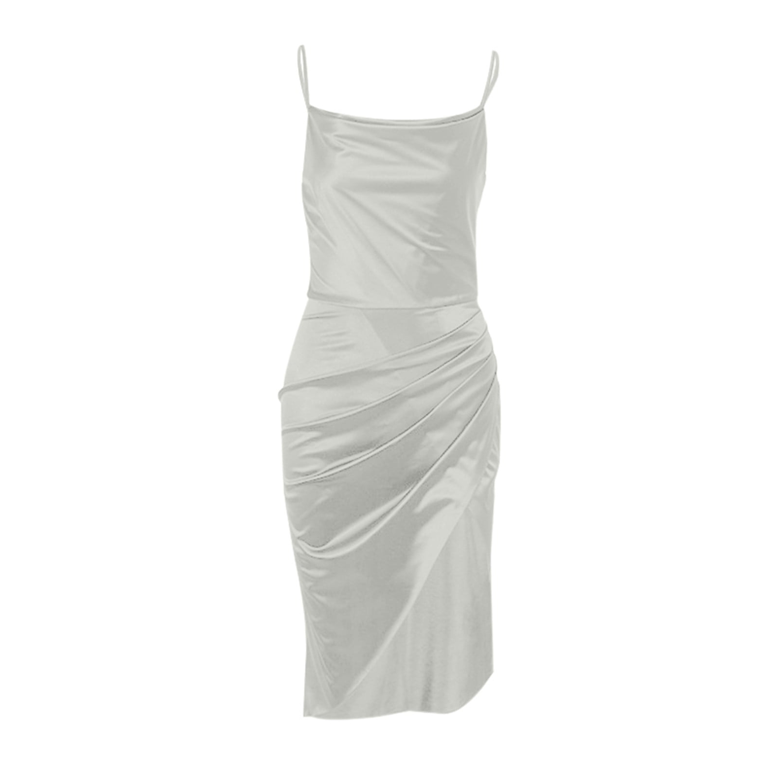 Women Fashion Sexy Slit Pure Color Butyl Low Neckline Dress Fertility ...