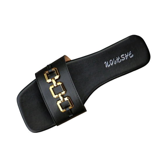 Women Fashion Shoes Dressy Women's Metal Chain Square Toe Sandals ...