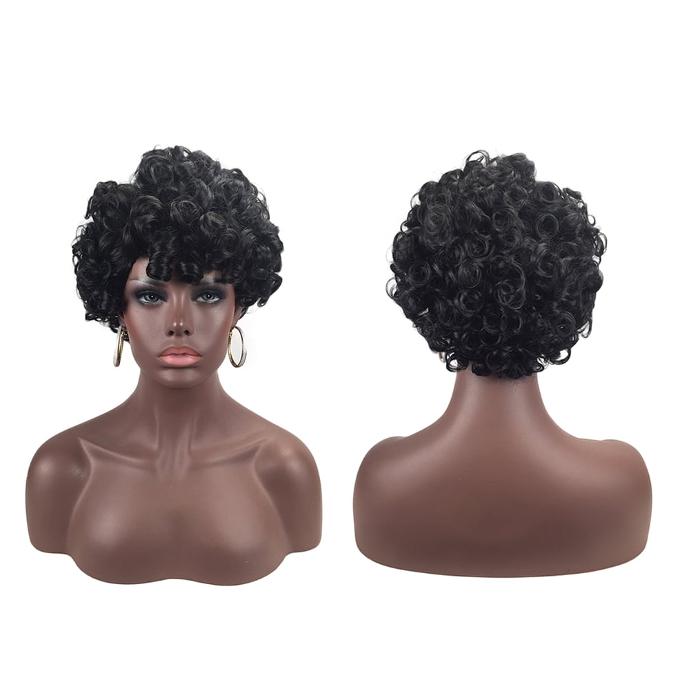 Women Fashion Short Curly Hair Wig Jaw-length Rose Net Curl Wig Looking ...