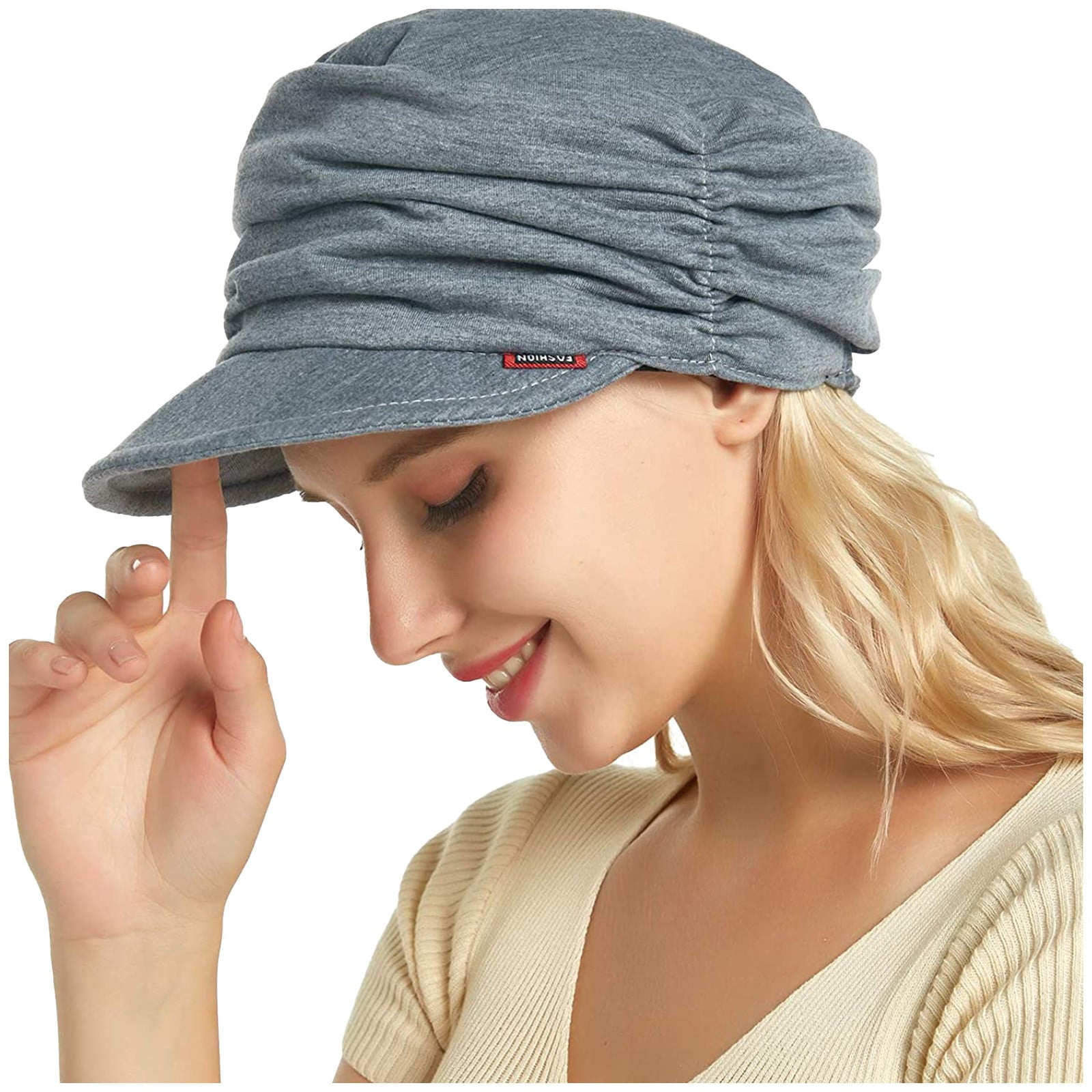 Women Fashion Soft-brimmed Pleated Tongue Dome Sunhat Visor Ponytail ...