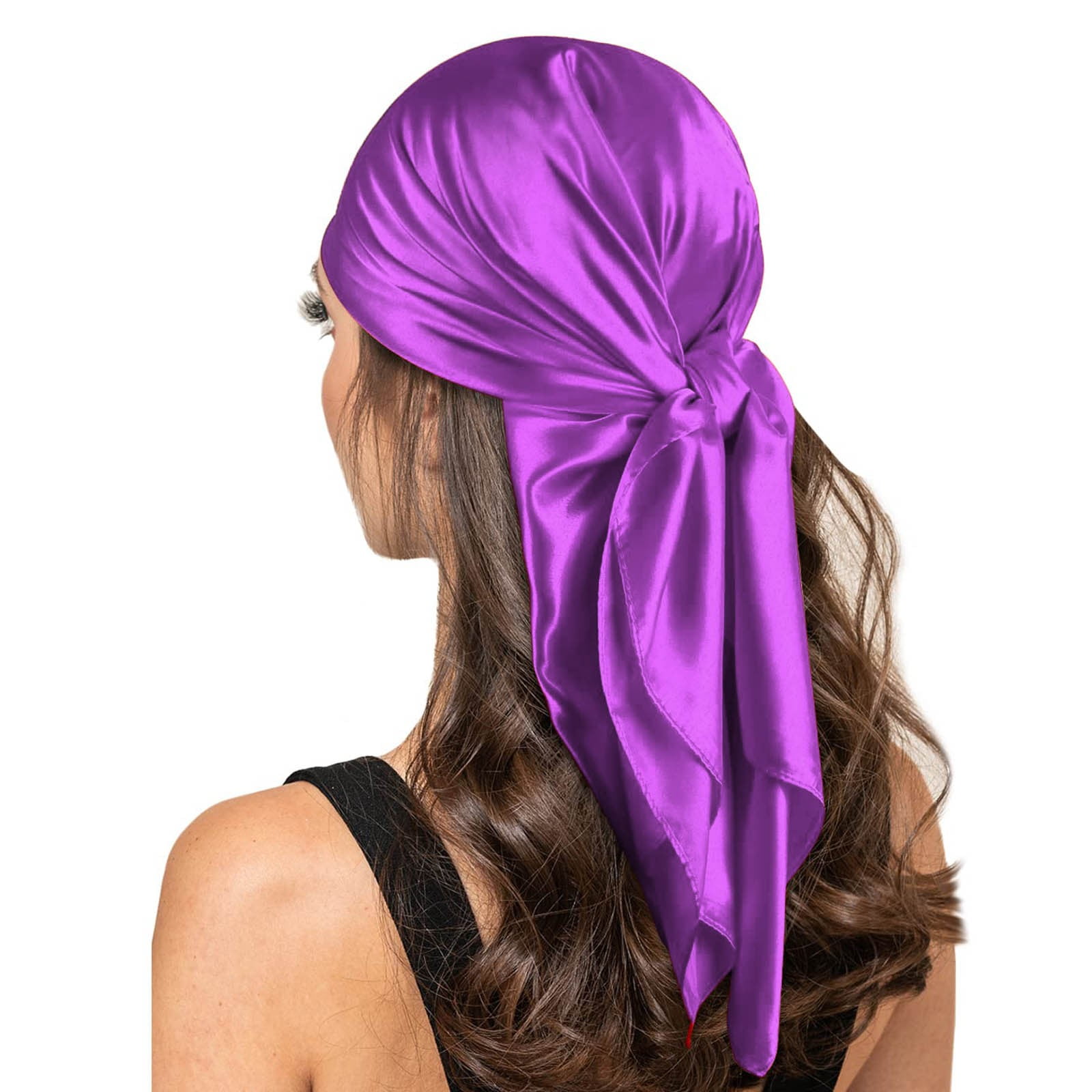 JAHH Women Fashion Solid Satin Square Head Scarf Lightweight Neck ...