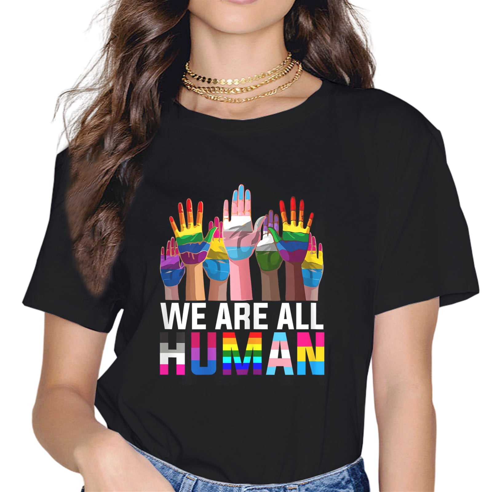 Women Fashion We are all Human LGBT Flag Pride Month Transgender Flag ...