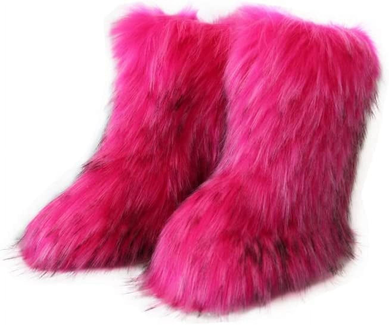Women Faux Fur Boot Furry Fluffy Snow Boot Short Boots Warm Comfortable ...