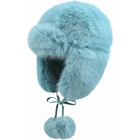 Women Faux Fur Trapper Hat Fuzzy Ushanka Hat Long Pile Faux Fur with ...