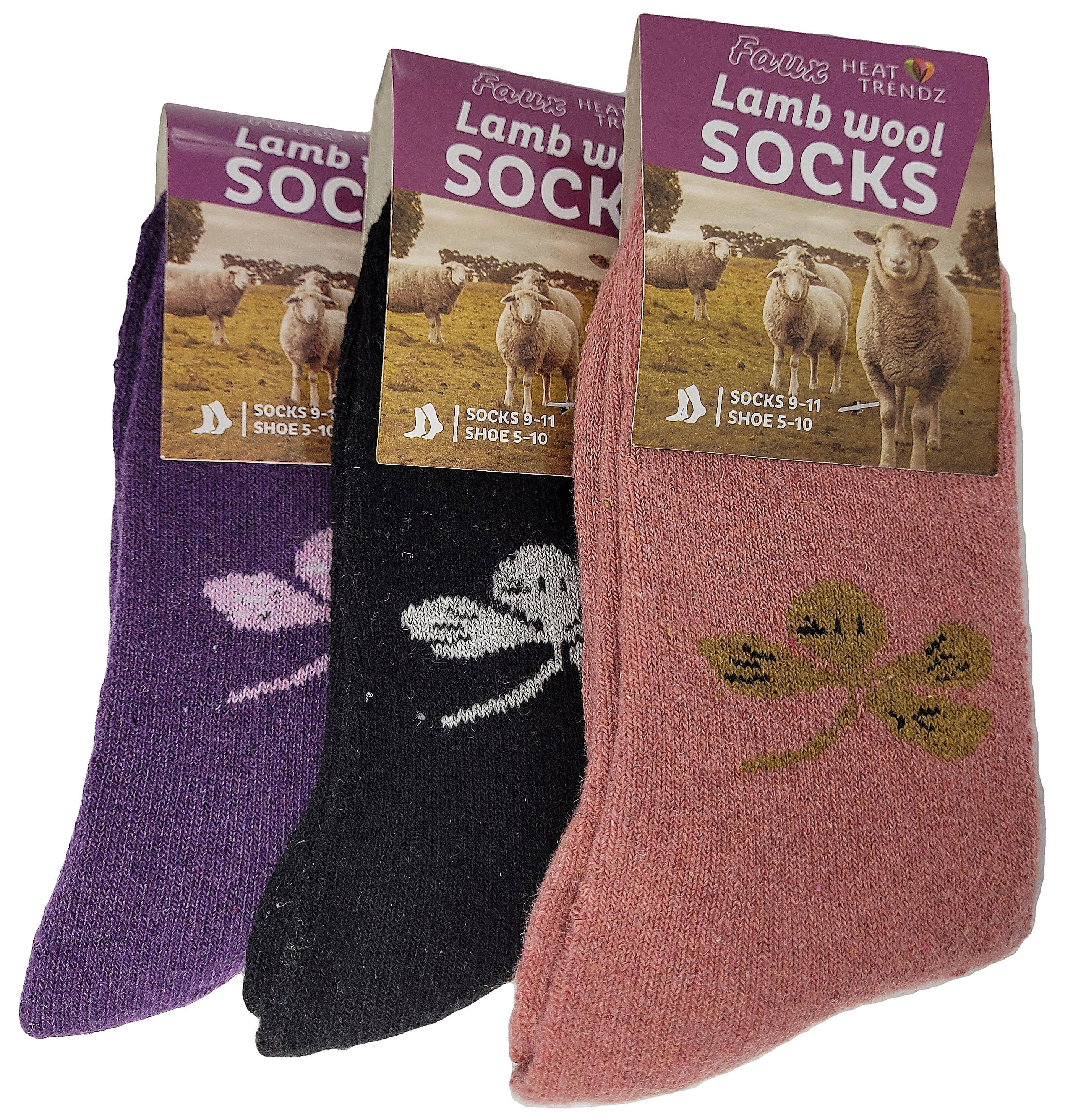 Women Faux Lamb Wool Socks, Thermal Warm Cozy Soft Ladies Crew Socks, Holiday Prints, 3-Pack ...