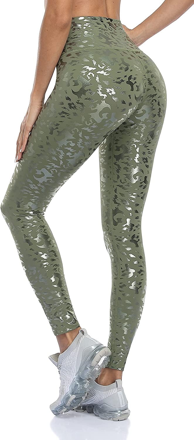 Women Faux Leather Leggings Leopard Print Liquid Shine Tummy Control ...