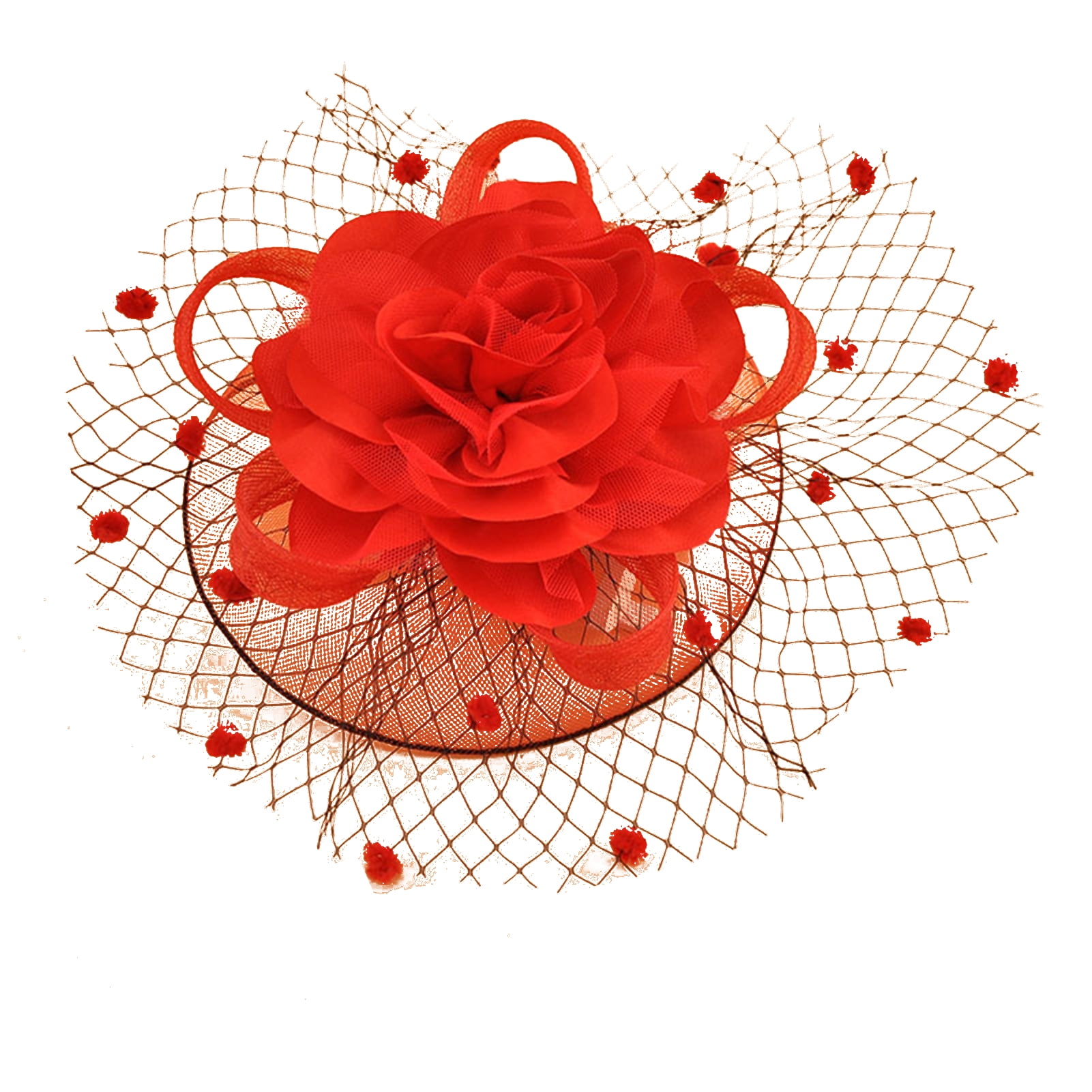 Women Felt Hat Veil Hollow Out Fishnet Flower Decor Dot Royal Hair ...